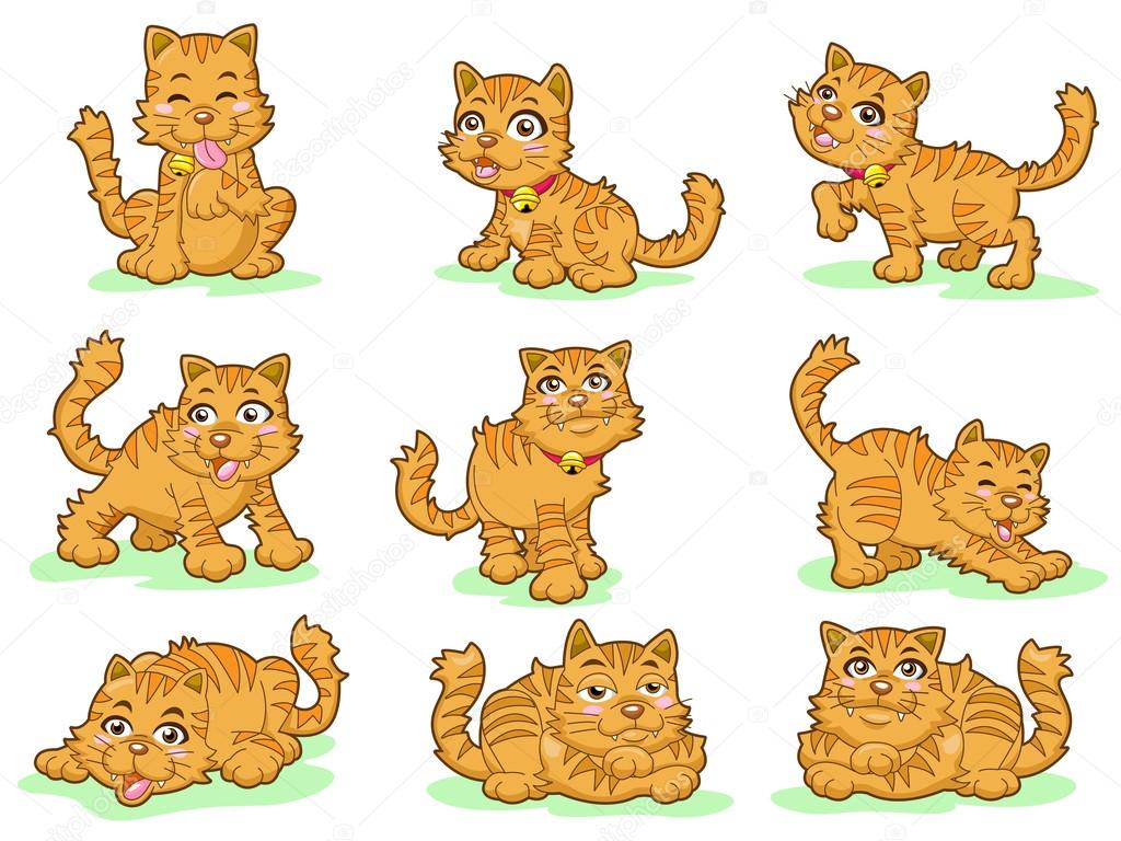 Collection of nine cute kittens on white background — Stock Vector ...