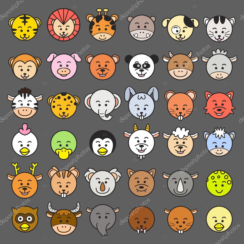 Icon illustration of animal faces. Stock Illustration by ©akarakingdoms ...