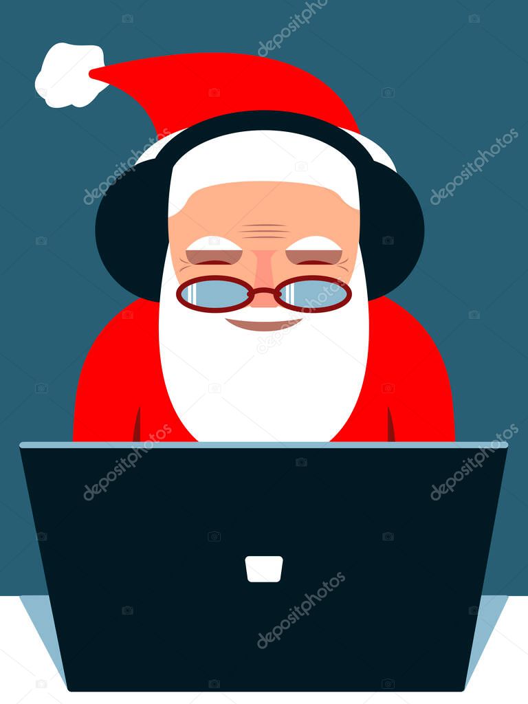 Gráficos vectoriales: Santa Claus en una capucha roja y una barba ...
