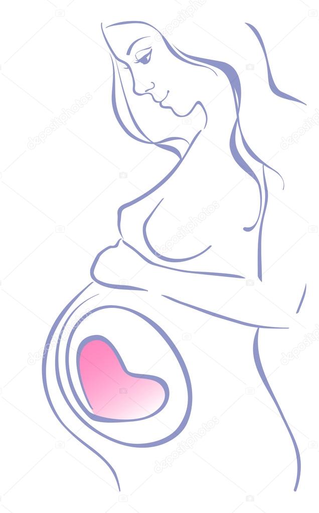 Mulher grávida de desenho de linha — Vetor de Stock © eva_mask #27181943