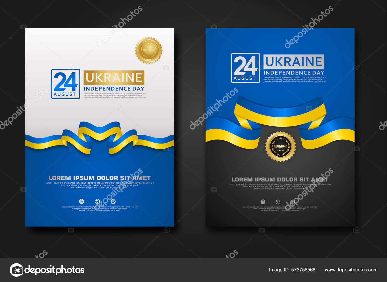 Set Poster Design Ukraine Happy Independence Day Background Template ...