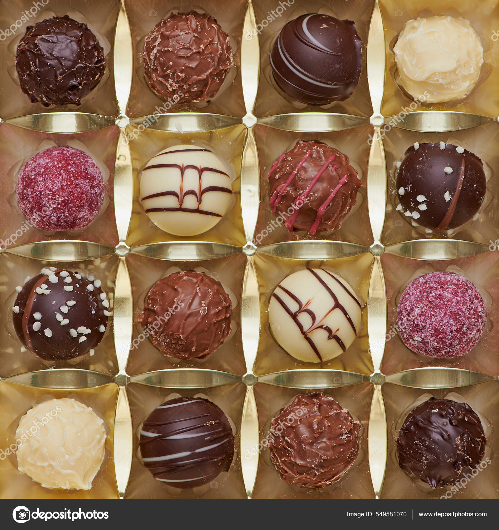 Top view on a box with chocolate truffles Stock Photo by ...