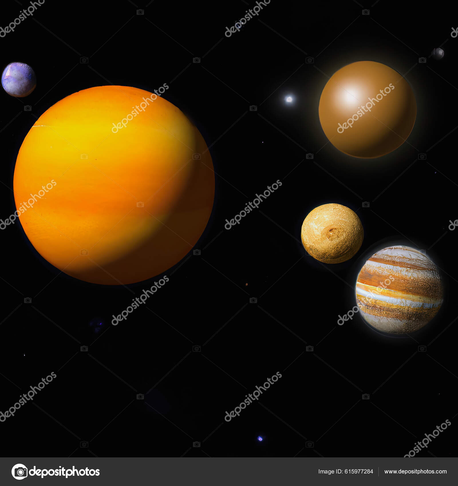Illustration Planets Solar System Night Sky Digital Art — Stock Photo ...