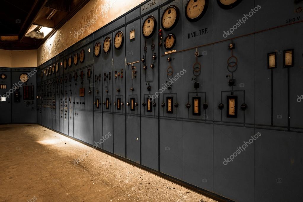 Electric controller room in an old metallurgical firm Stock Photo by ...