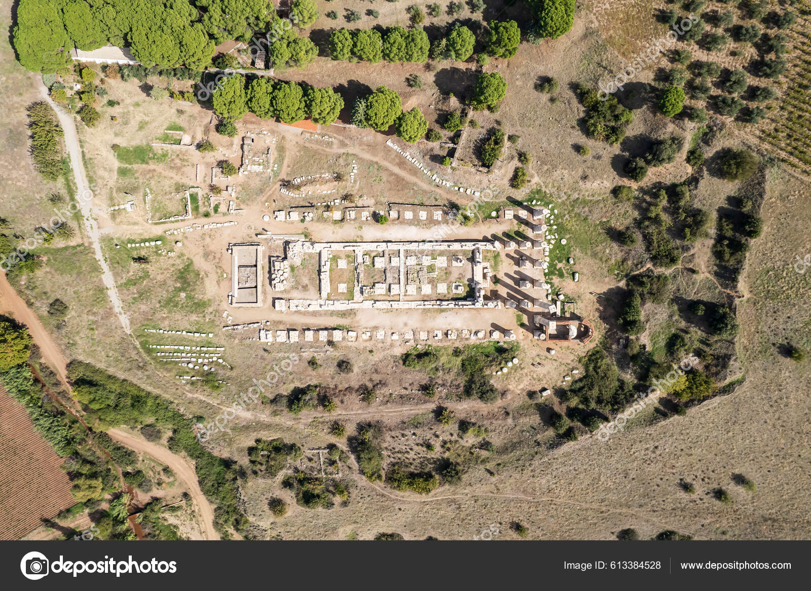 Aerial View Drone Sardes Sardis Ancient City Which Has Gymnasium ... Aerial View Drone Sardes Sardis Ancient City Which Has Gymnasium ...