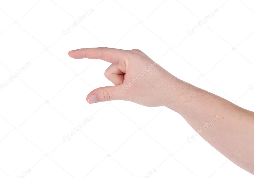 Sing language. Hand shows a measure of something. Stock Photo by ...