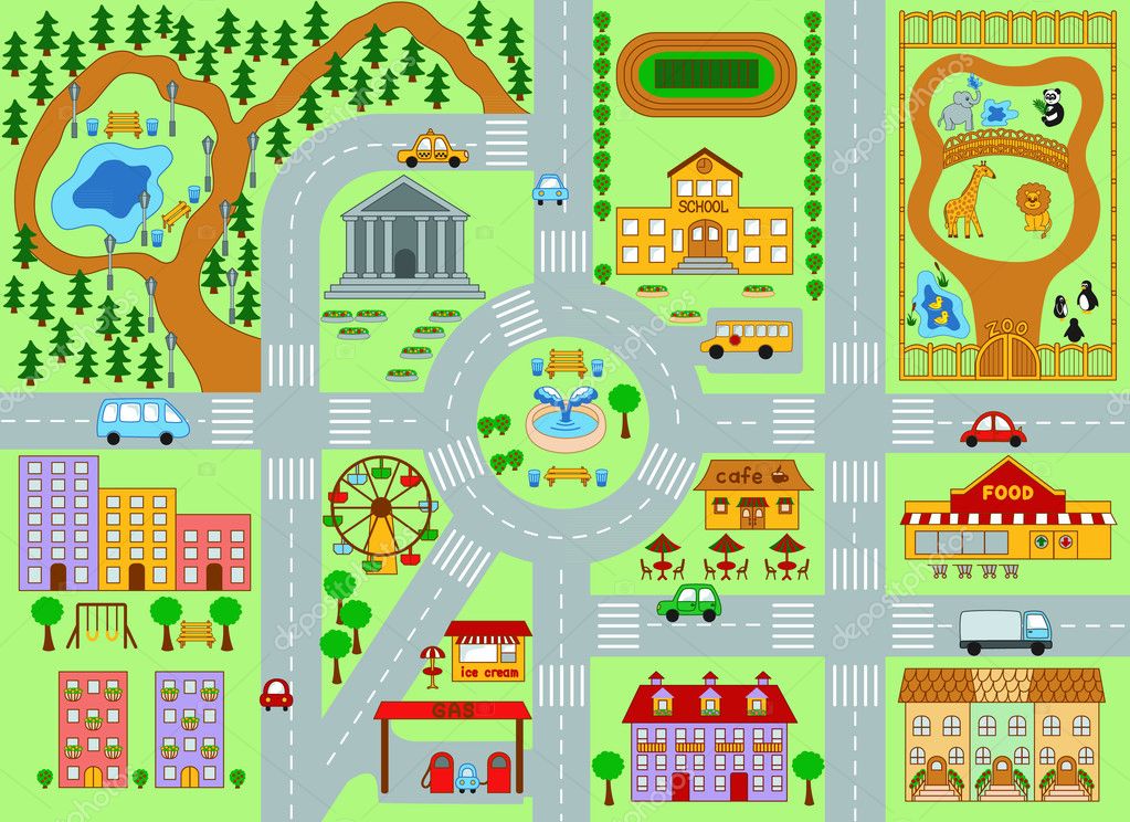 Plan de la ville pour les enfants — Image vectorielle alenkaS © #36740395