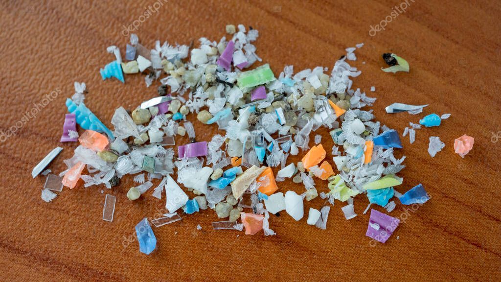 Marco es la mejor foto de un montón de microplásticos. Concepto de ...