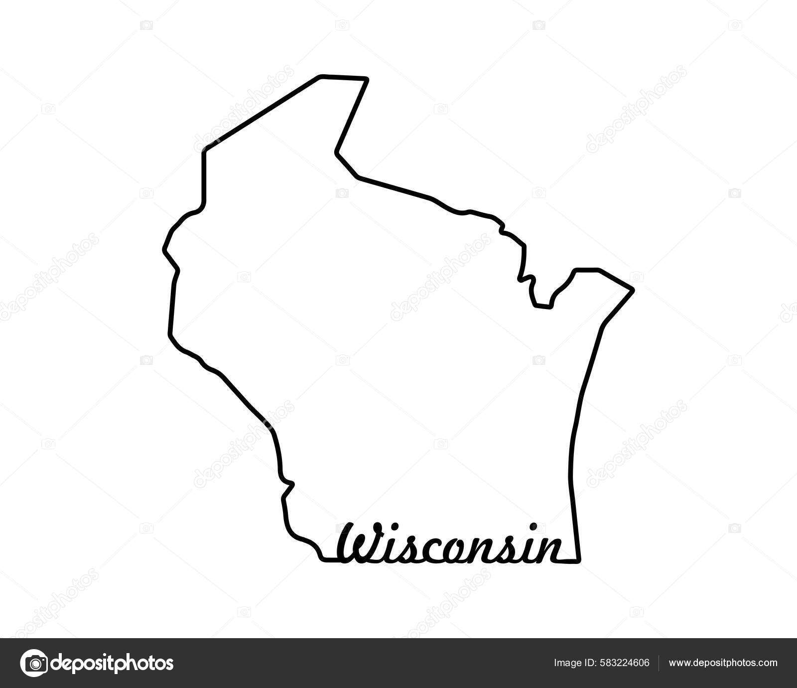 Wisconsin Eyalet Haritası Abd Eyalet Haritası Wisconsin Ana Hat Sembolü ...