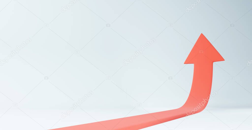La flecha roja sube. Concepto de progreso, crecimiento, mejora o éxito ...