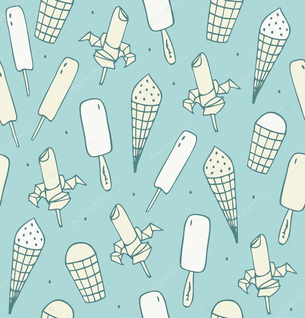 Ice cream seamless pattern. Endless winter background with ice cream ...