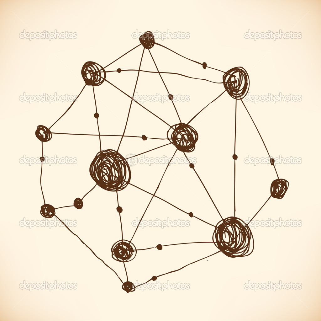 Model of atom. Atomic lattice. Structure. Dot and linear abstract ...