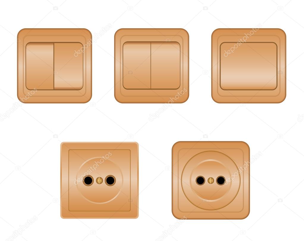 Power sockets & switches on white background Stock Vector Image by ...
