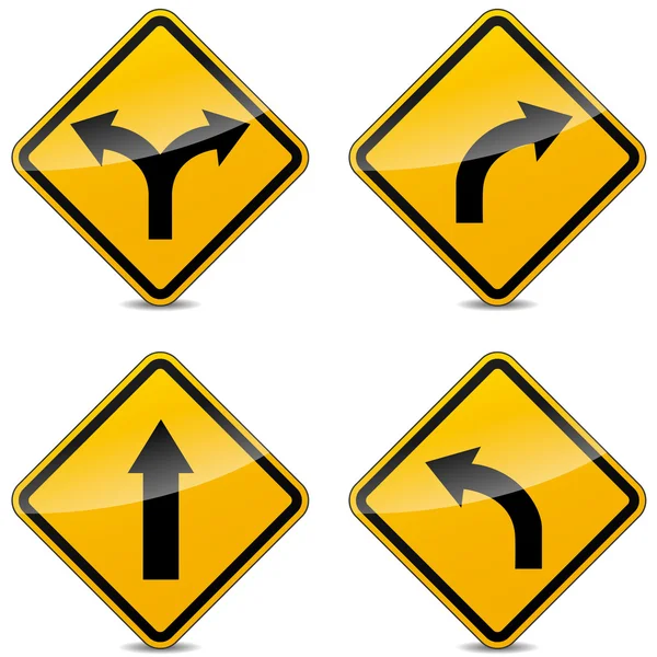 Vector yellow turn signs — Stock Vector © nickylarson #51361351