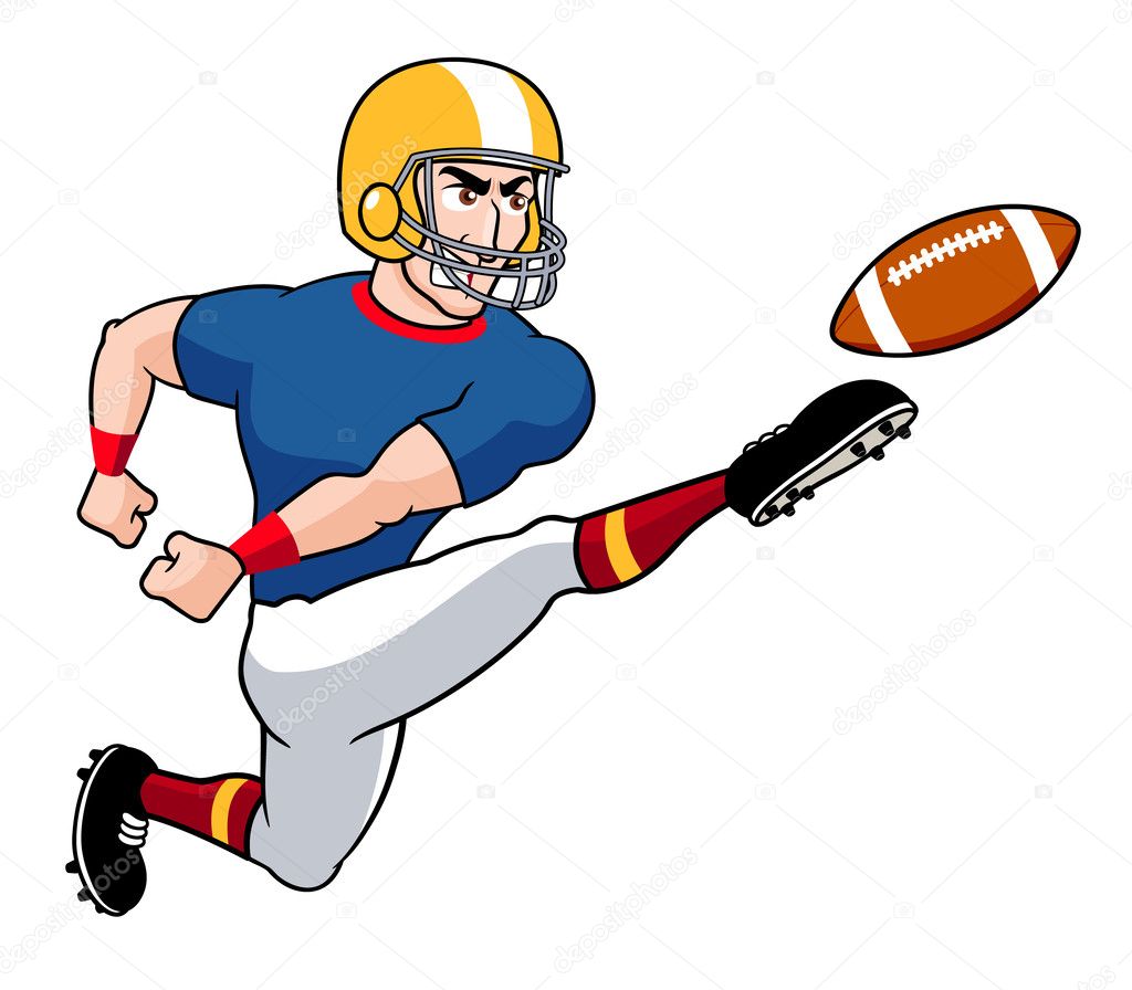 Cartoon American Football Player Catching