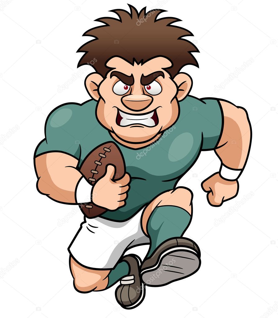 Joueur de rugby de dessin animé — Image vectorielle sararoom © #28834643