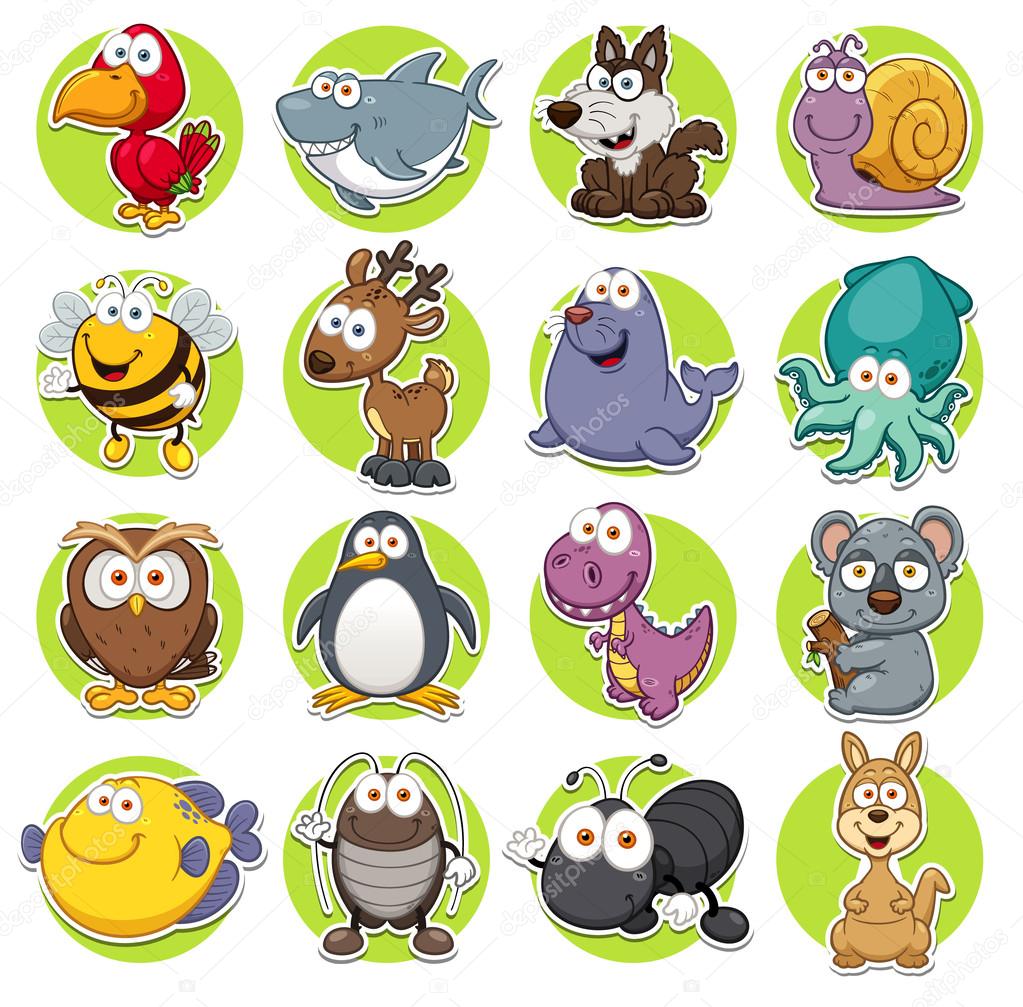Conjunto de animais Desenhos animados imagem vetorial de sararoom© 49305117