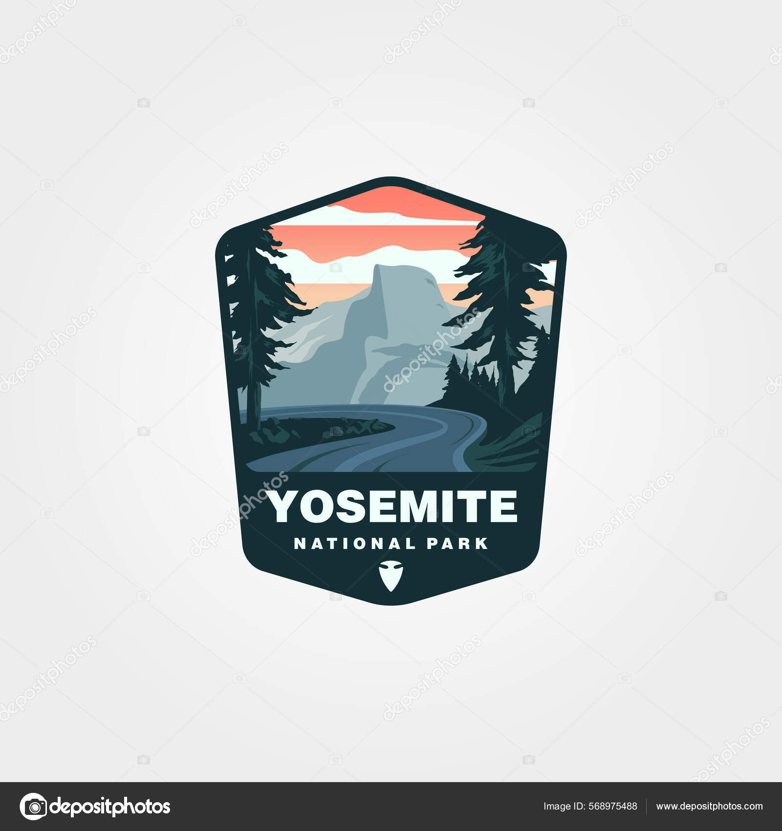 Vector Yosemite National Park Sticker Patch Design Vintage United