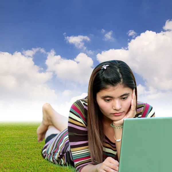 Woman using laptop - Stock Image - Everypixel