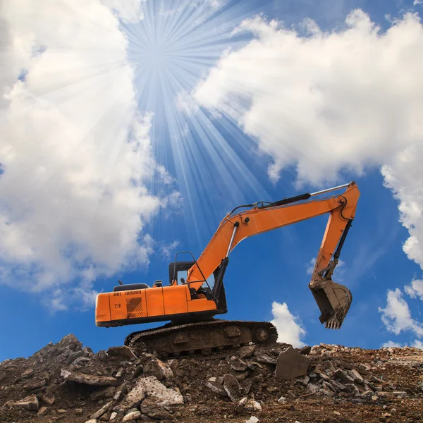 Track-type loader excavator at construction area Stock Photo by ...