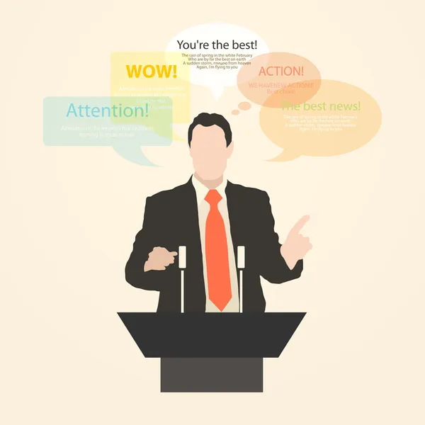 Orator stands behind a podium with microphones Stock Vector Image by ...