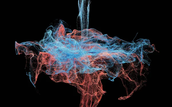 Collision of particles, decorative particles, 3d rendering. Computer ...