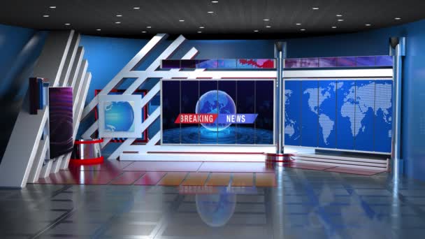 News Studio Set Virtual Green Screen Background Loop Motion Footage ...