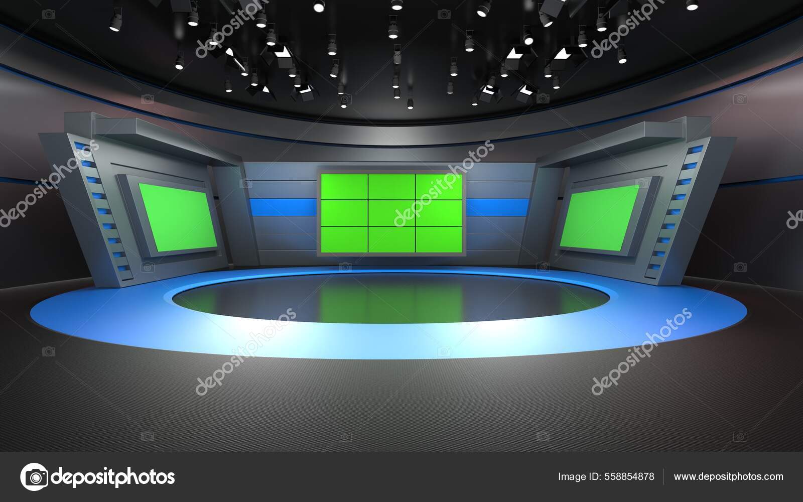 News Studio Backdrop Shows Wall Virtual News Studio Background ...