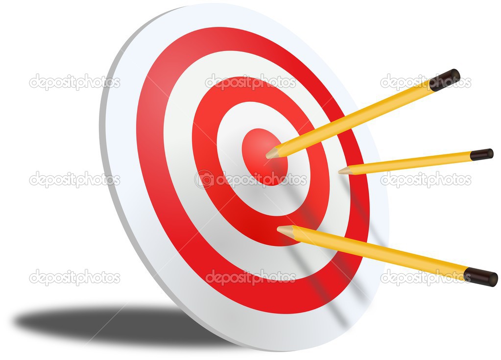 Three pencils jabbed in dartboard — Stock Photo © firstpentuer #47462311