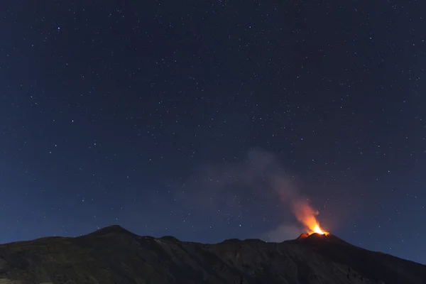 Volcanic eruption under the stars - Stock Image - Everypixel