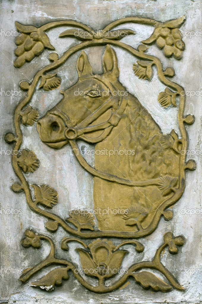 Decorative bas-relief of a horse ⬇ Stock Photo, Image by © Umlaut #34150119