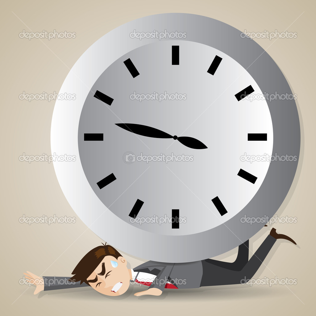 Cartoon businessman with big clock over his back Stock Vector by ...