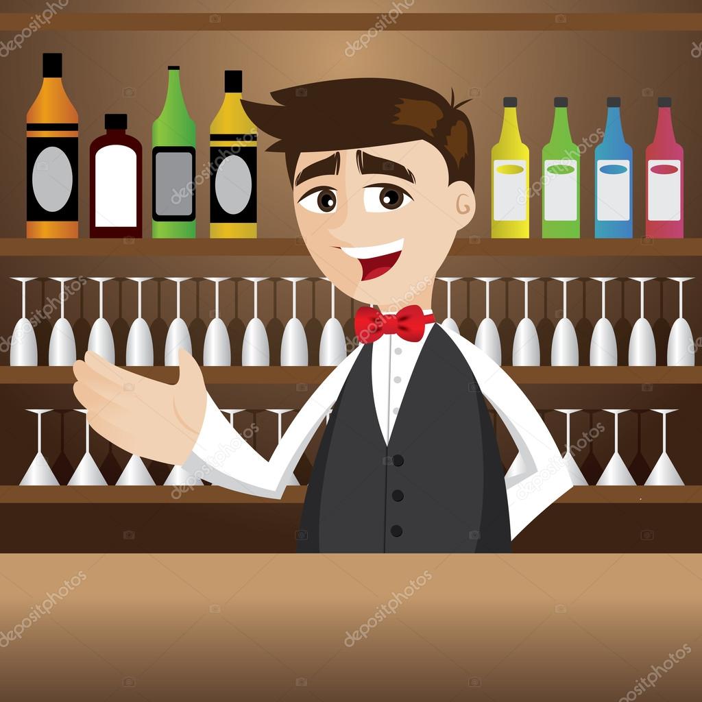 Illustration de Barman de bande dessinée au bar à cocktails par ...