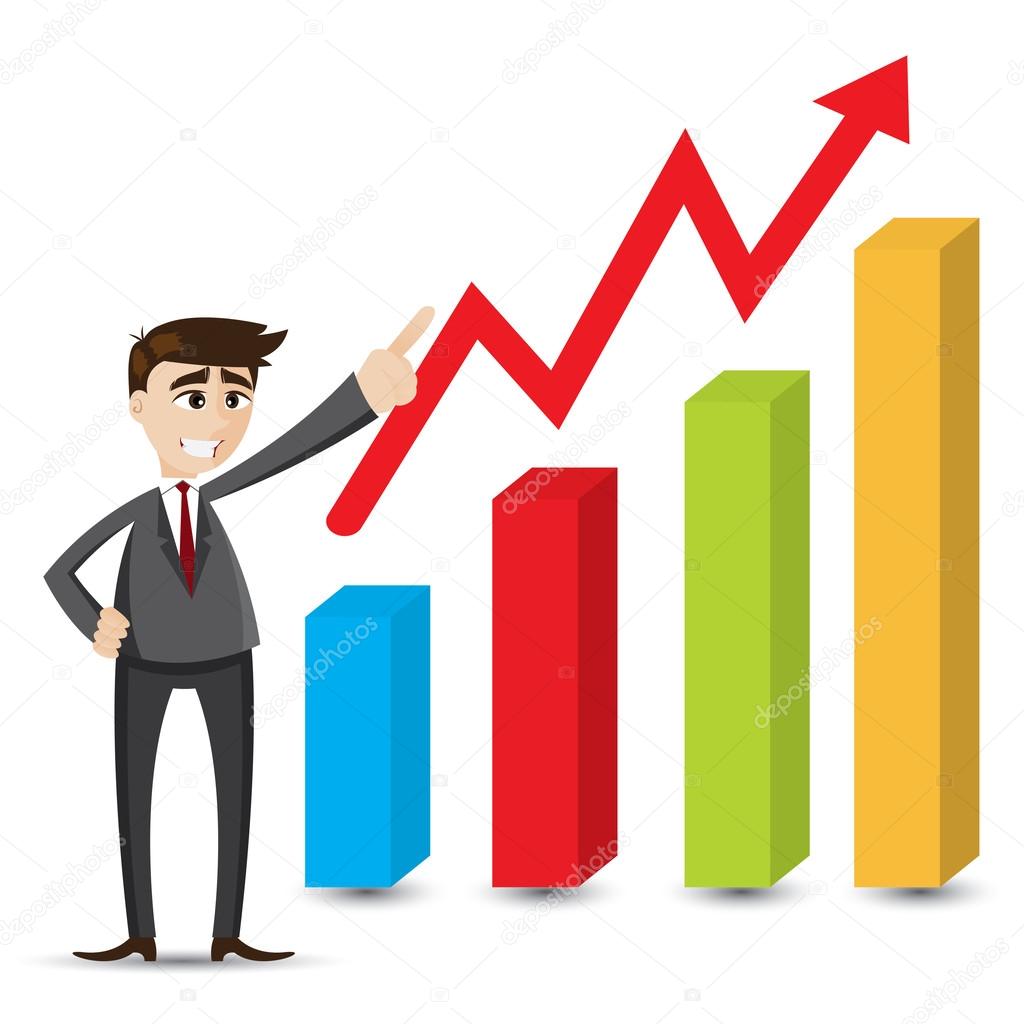empresario de dibujos animados con crecer gráfico — Archivo Imágenes ...