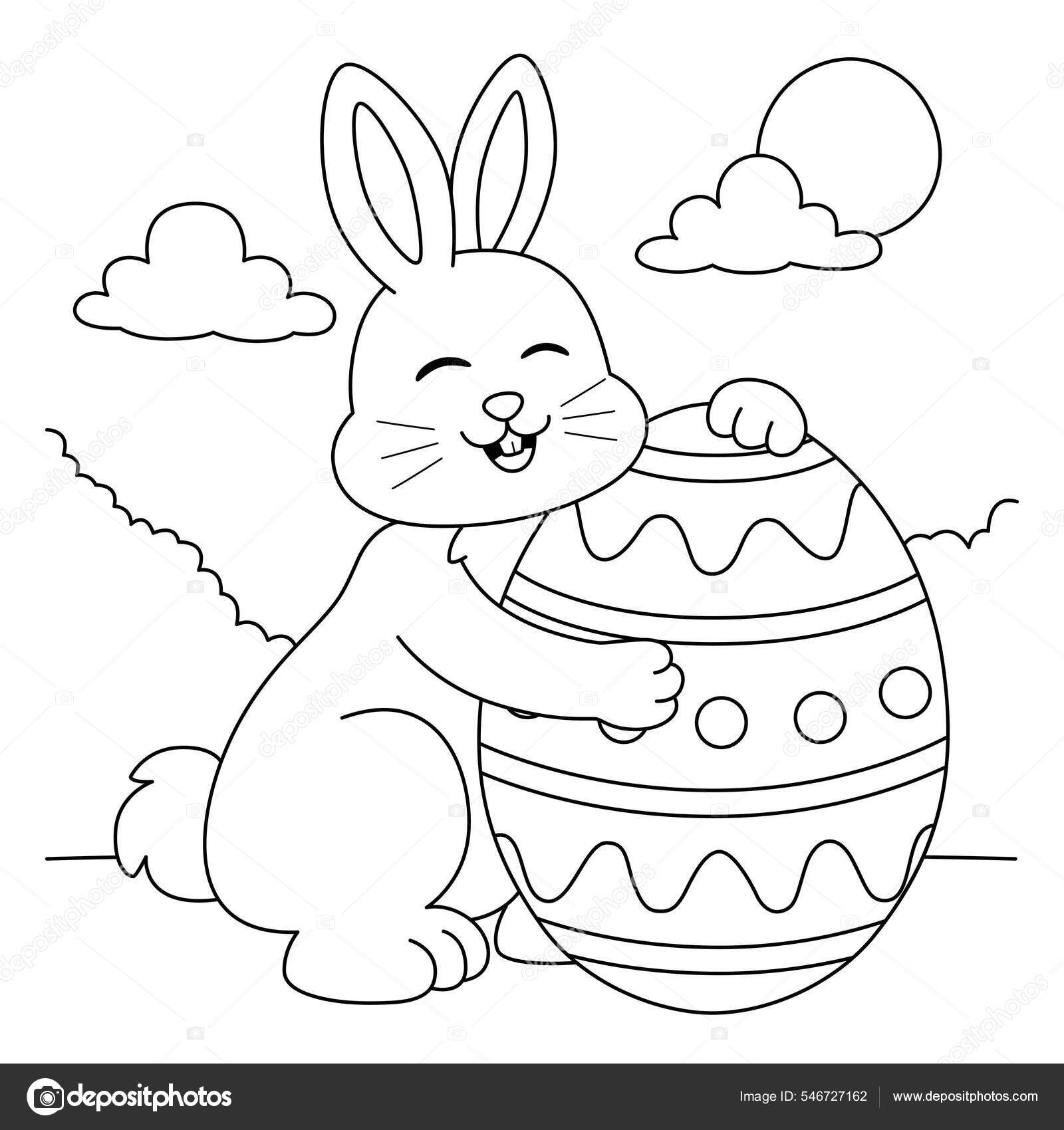 Halaman Warna Telur Paskah Kelinci untuk Anak-anak Vektor Stok oleh ...