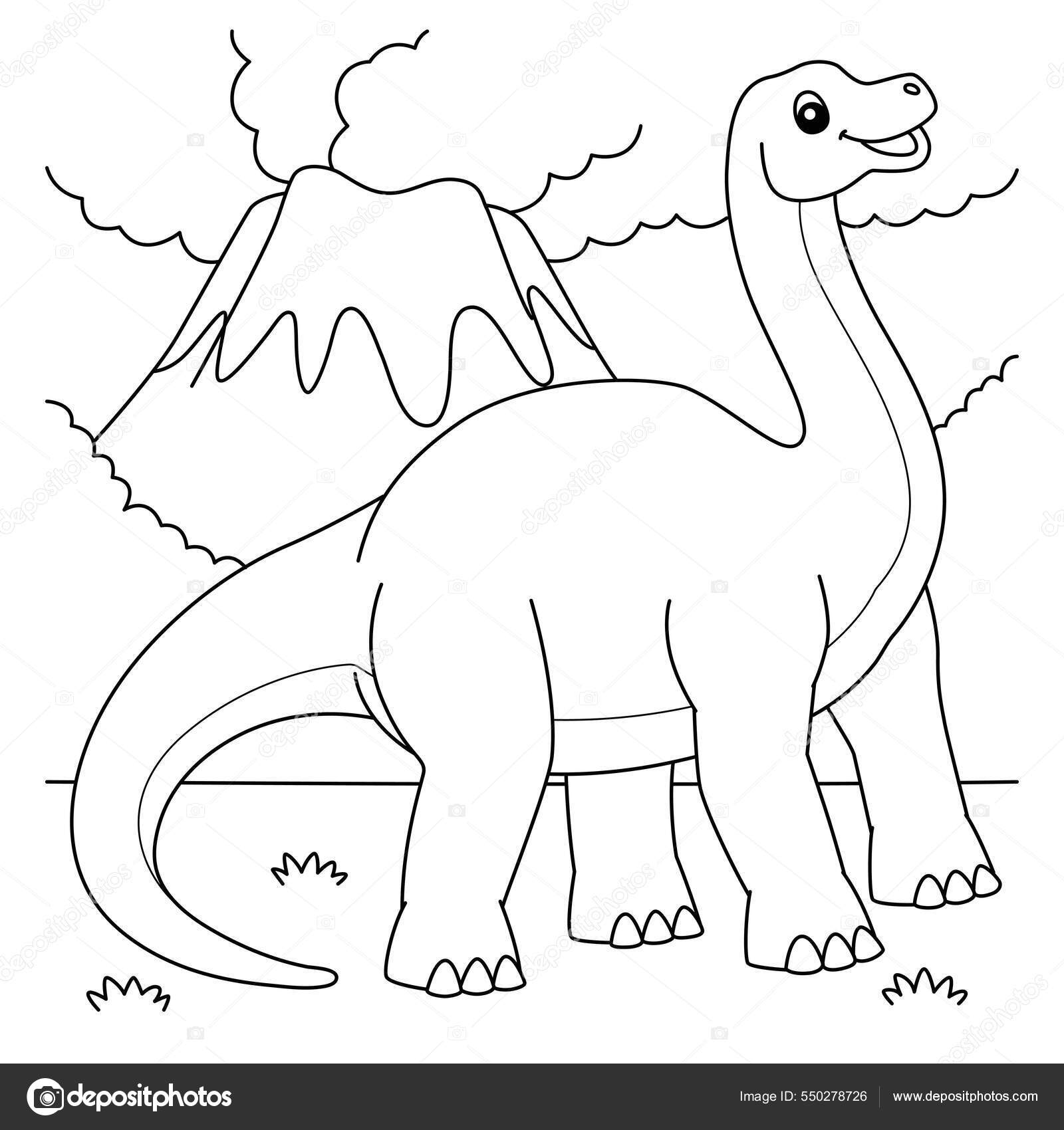 Página de colorir brontossauro para crianças imagem vetorial de ...