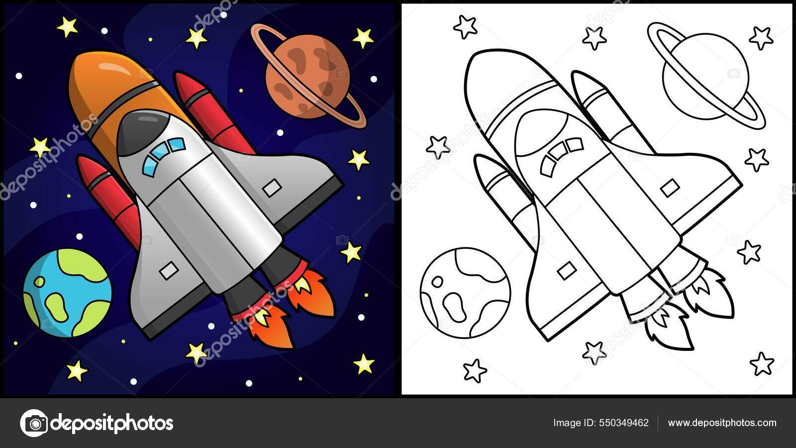 Cohete para colorear página vehículo ilustración Stock Vector by ...