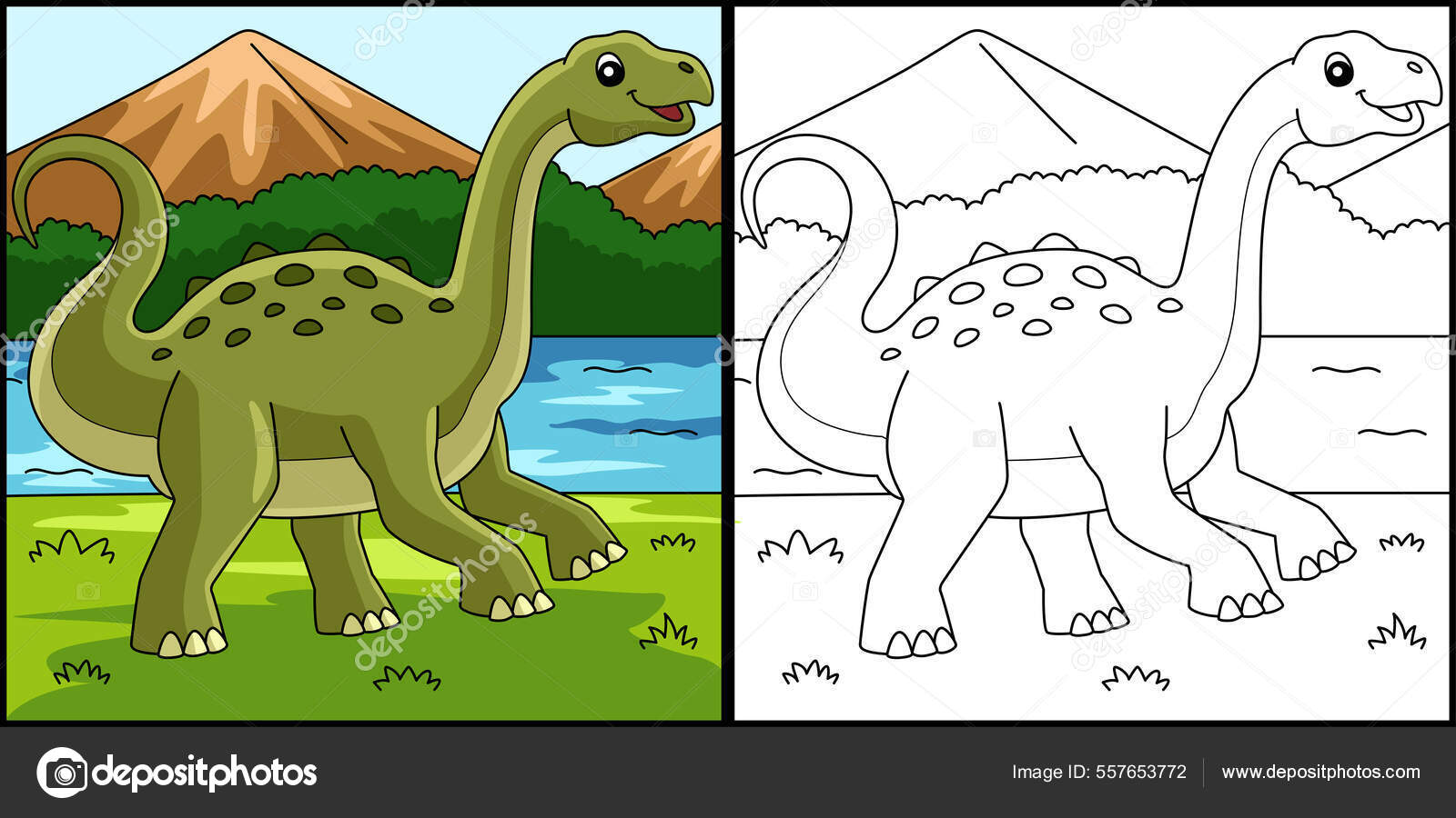 Neuquensaurus Dinosaur Coloring Page Illustration Stock Vector by ...