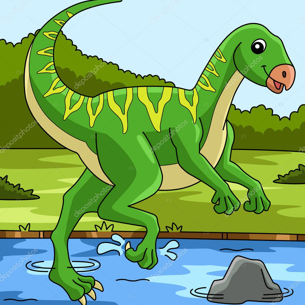 Qantassaurus dinosaurio coloreado ilustración de dibujos animados 2022