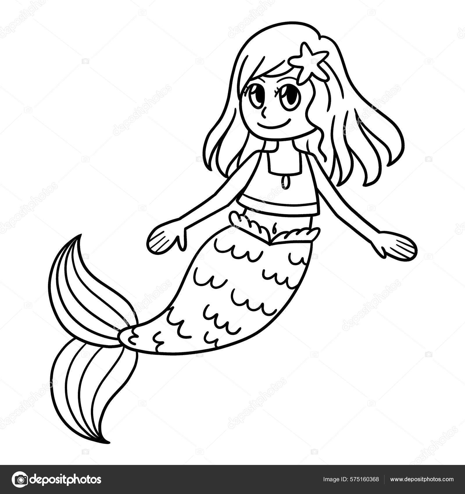 Cute Funny Coloring Page Cute Mermaid Provides Hours Coloring Fun Stock ...