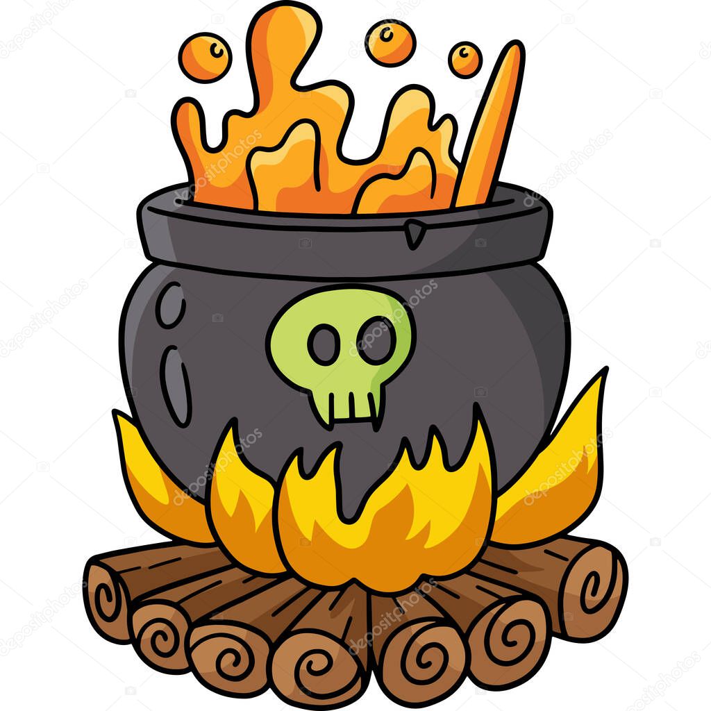 Este clipart de dibujos animados muestra una ilustración de caldero. 2023