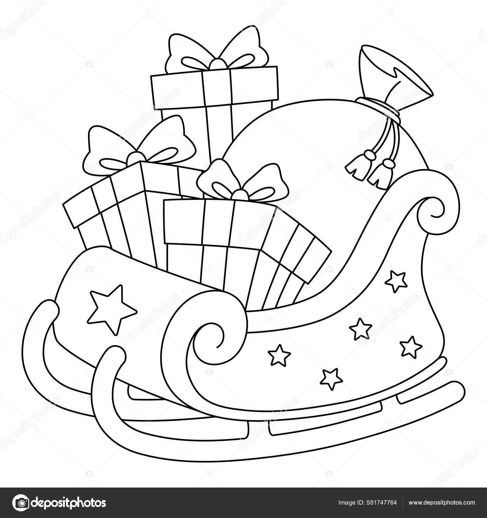 Babbo Kerst Slee Slitta Schlitten Arreslee Kleurplaten Renos Reindeer ...