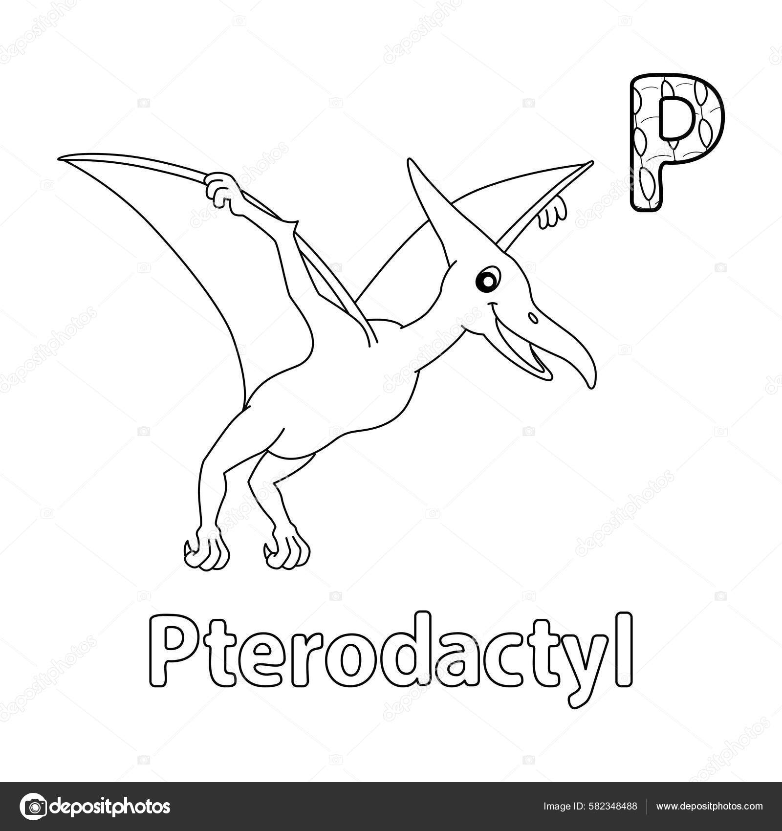 Dette Abc Bildet Viser Fargeside Med Pterodactyl Den Isolert Hvit – stockvektor ©abbydesign ...