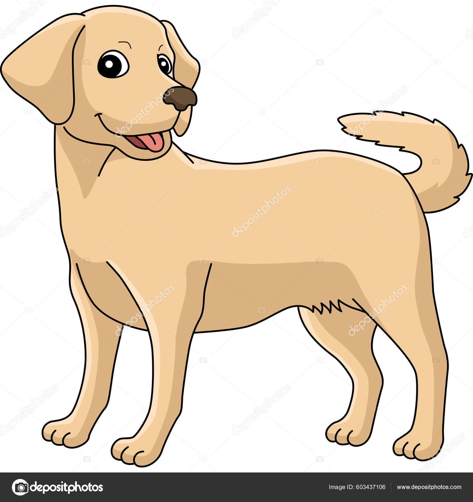 Cartoon Clipart Shows Labrador Retriever Dog Illustration Vetor de ...