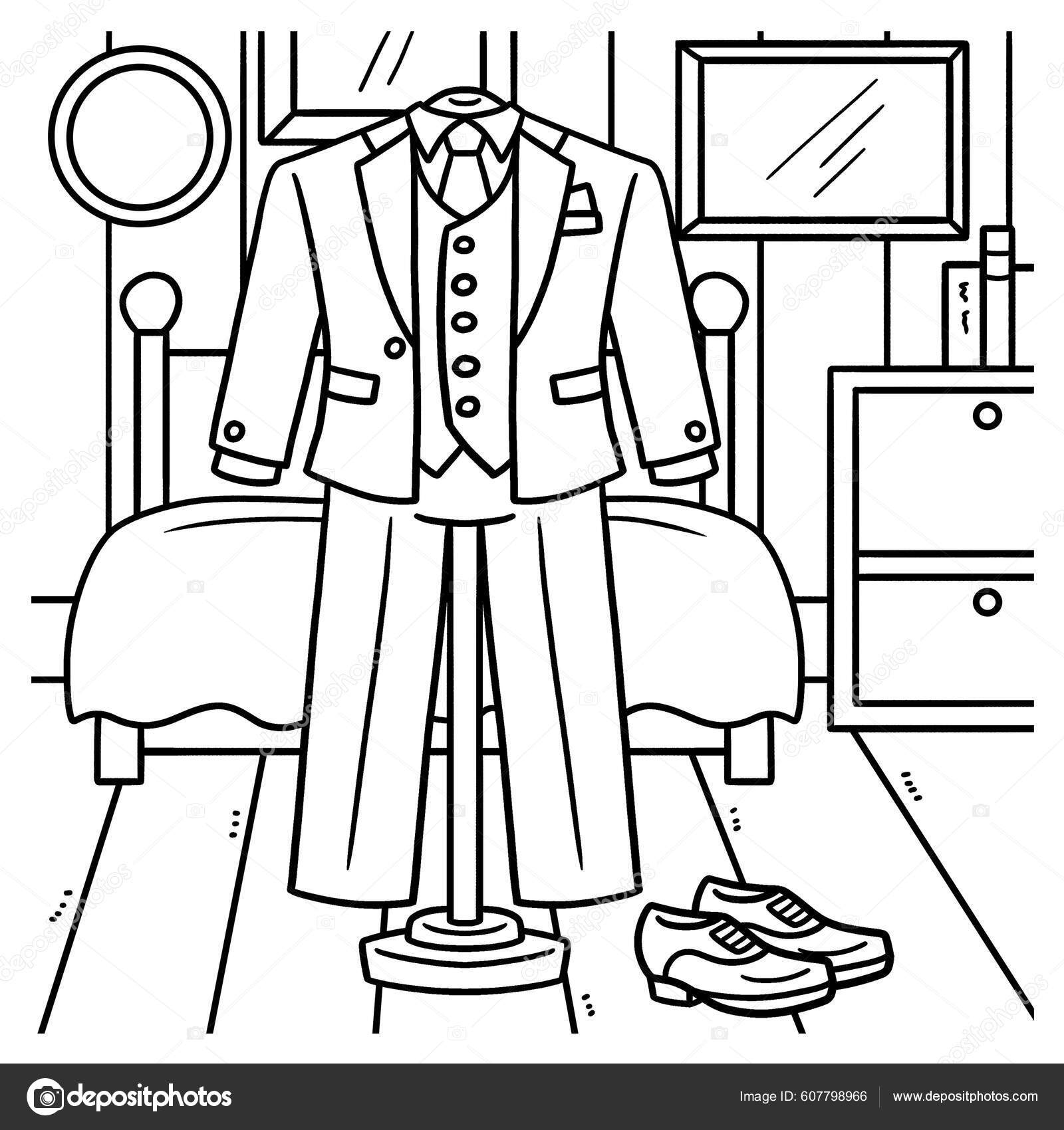 Cute Funny Coloring Page Groom Suit Provides Hours Coloring Fun Stock ...