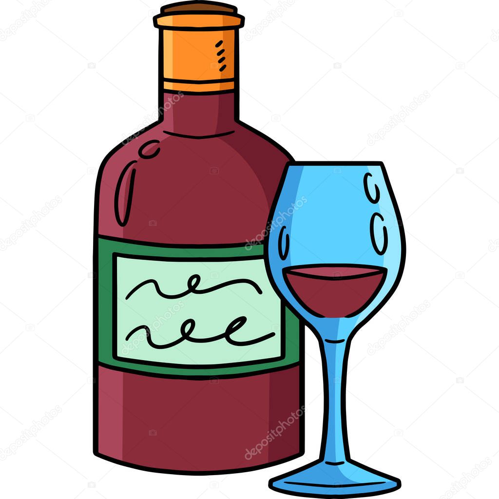 Este clipart de dibujos animados muestra una ilustración de vino. 2023
