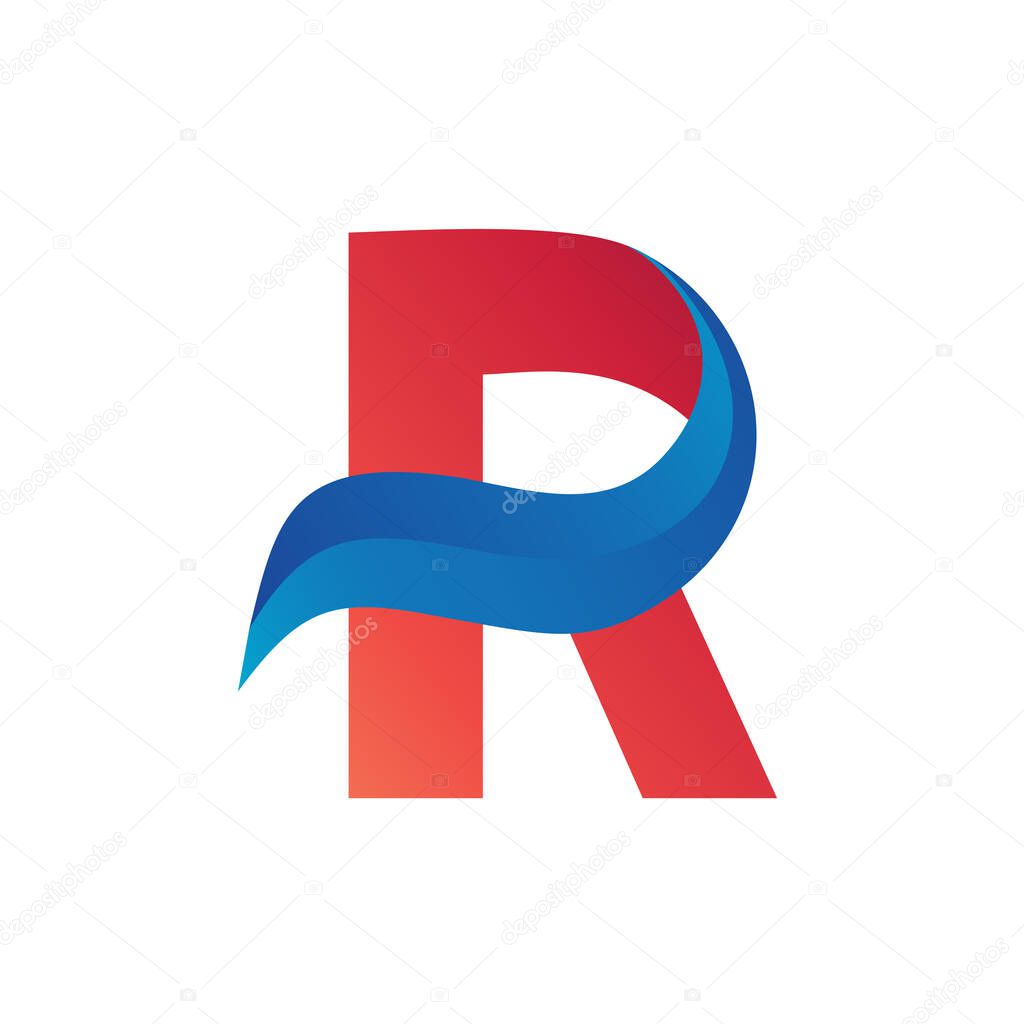 Letra R Con Olas Logo Plantilla 2024