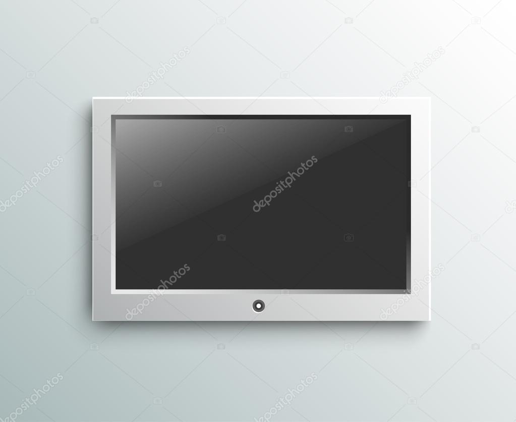 Led tv hanging monitor on the wall background Stock Vector Image by ...