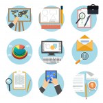 Set of modern flat design icons on design development theme Stock ...