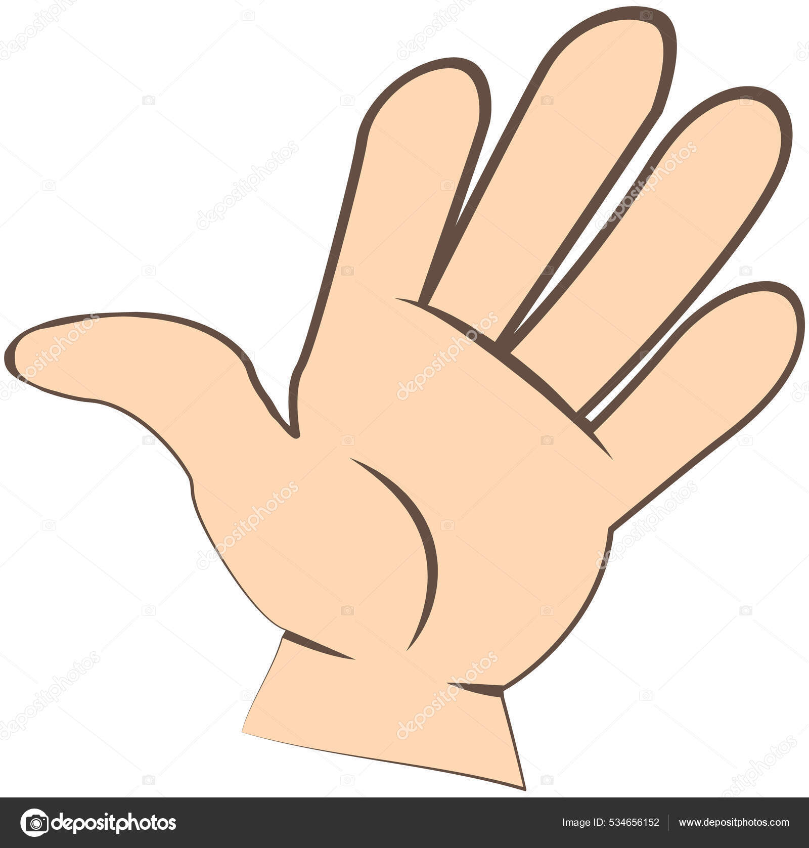 Human hand in cartoon style isolated on white, hand waving. Hello ...